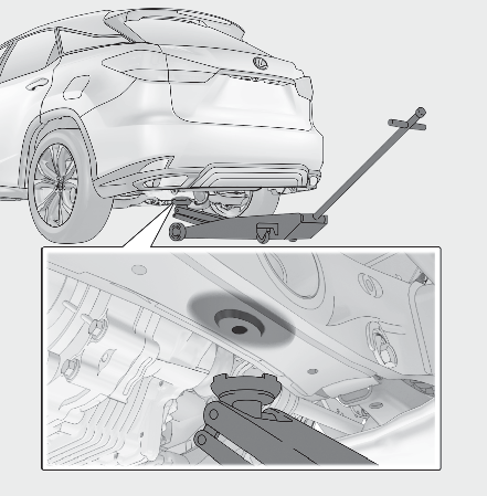 POSITIONING A FLOOR JACK 2022 Lexus RX 350 | Owner’s Manual